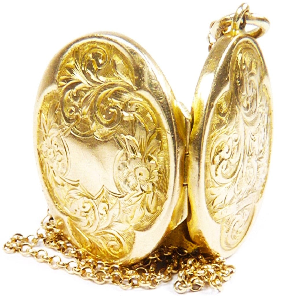 Antique Art Nouveau Solid Gold Locket On 18 Inch 9ct Gold Necklace ...