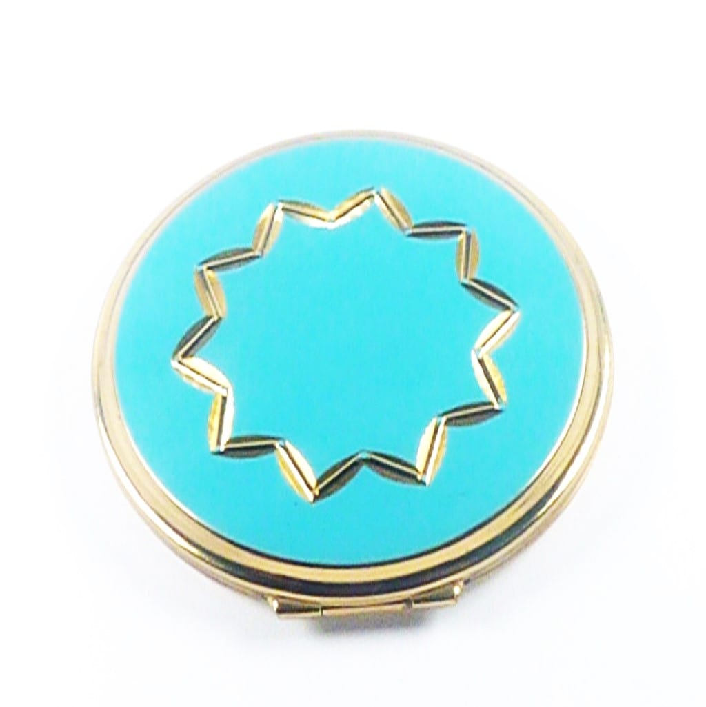 Second Hand Turquoise And Gold Stratton Compact Mirror 1970s – The ...