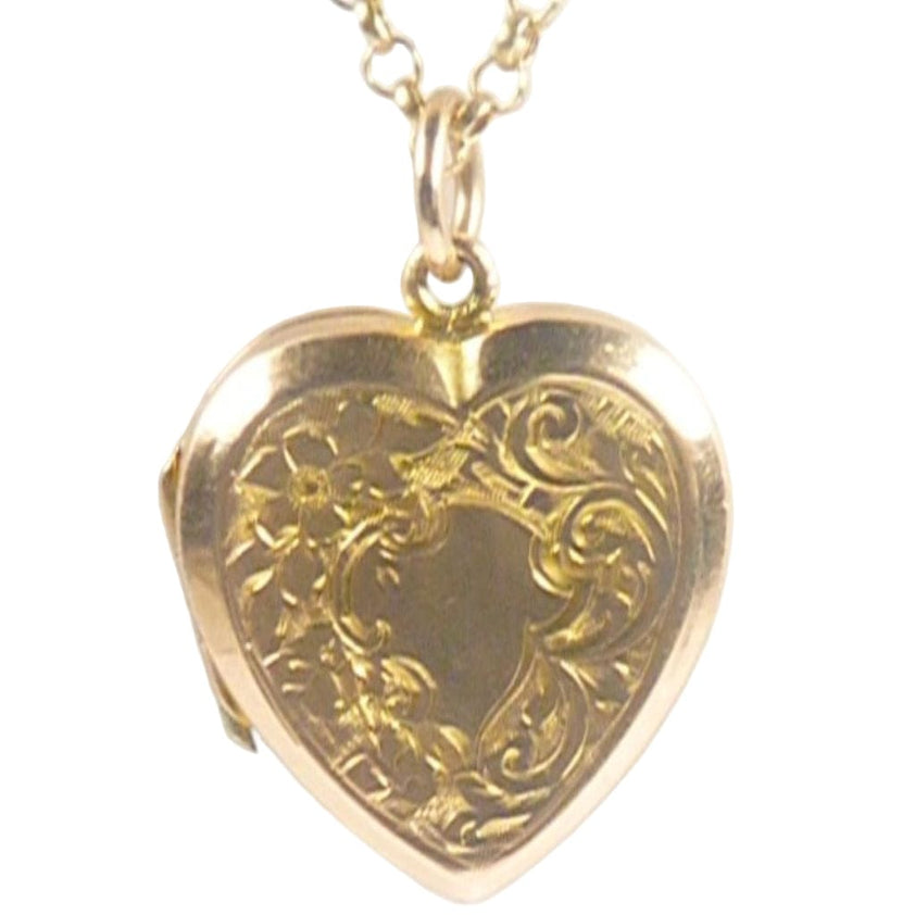 Antique Solid Gold Heart Locket On 9ct Gold 18 Inch Necklace – The ...