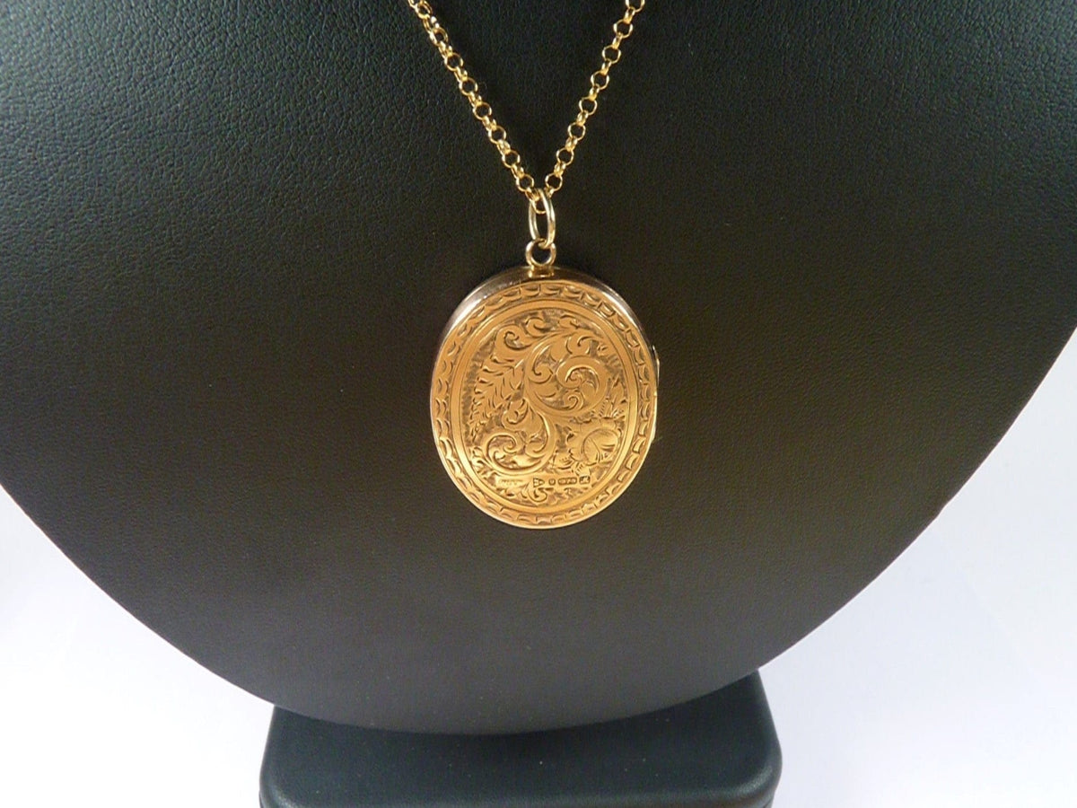 Magnificent Fully Hallmarked Gold Antique Locket On 18 Inch 9ct Chain ...