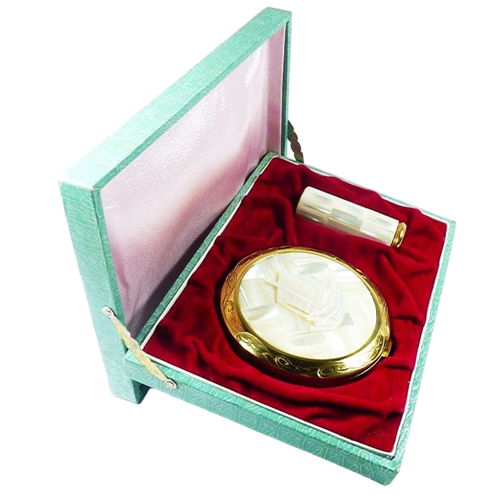 Unused Vintage Something Old Gift Compact Mirror Lipstick Case Set ...