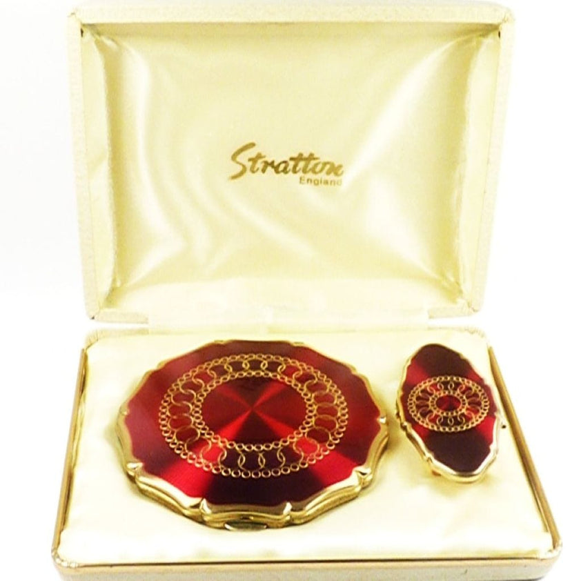 Red And Gold Vintage Stratton Vanity Set 1970s Vintage Accessories ...