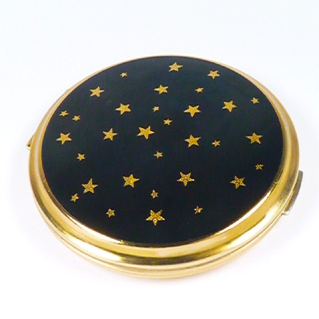 Second Hand Stratton Compact Black Enamel Gold Stars – The Vintage ...