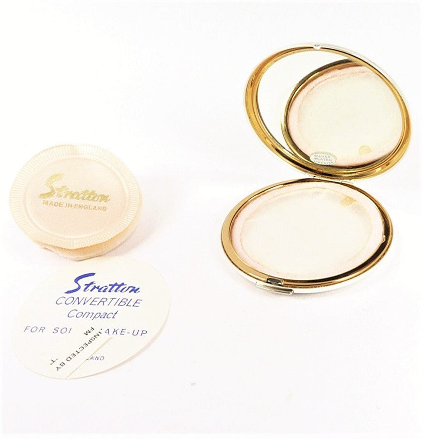 Unused Silver Plated Stratton Powder Compact Pink And White Blossom 19 ...