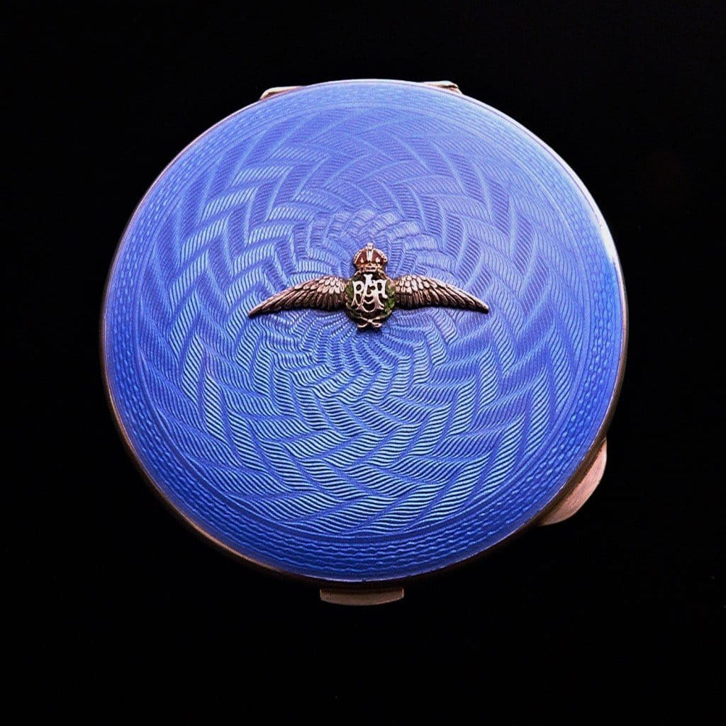 WWII RAF Sterling Silver Enamel Powder Compact 1944 D Day Memorabilia ...