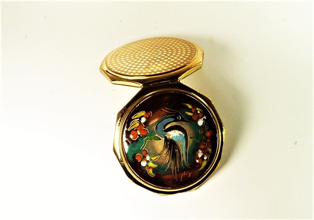 Rare Stratton Ceramic Bird Series Powder Compact Hand Painted Enamel P ...