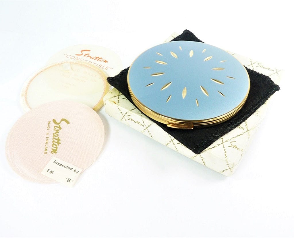 Unused Blue Stratton Compact 1970s For Max Factor Creme Puff And CCUK ...